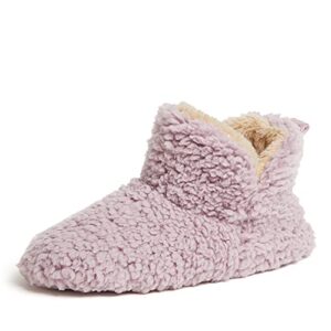 dearfoams womens chelsea faux sherpa bootie slipper, elderberry, large us