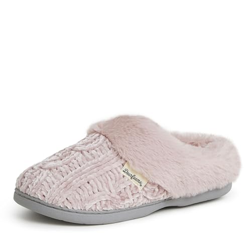 Dearfoams womens Claire Marled Chenille Knit Clog Slipper, Pale Mauve, Large US