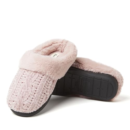 Dearfoams womens Claire Marled Chenille Knit Clog Slipper, Pale Mauve, Large US