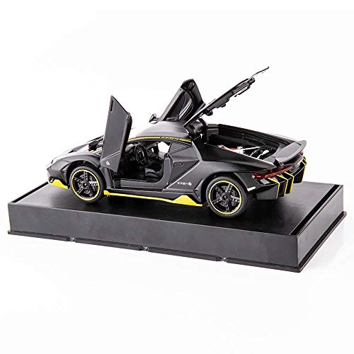 BDTCTK Compatible for 1:32 Lamborghini LP770 Car Model Toy Child Sound and Light Pull Back Car Zinc Alloy Toys for Kids Boy Girl Gift (Black)