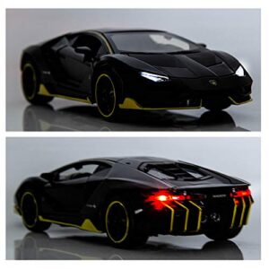 BDTCTK Compatible for 1:32 Lamborghini LP770 Car Model Toy Child Sound and Light Pull Back Car Zinc Alloy Toys for Kids Boy Girl Gift (Black)