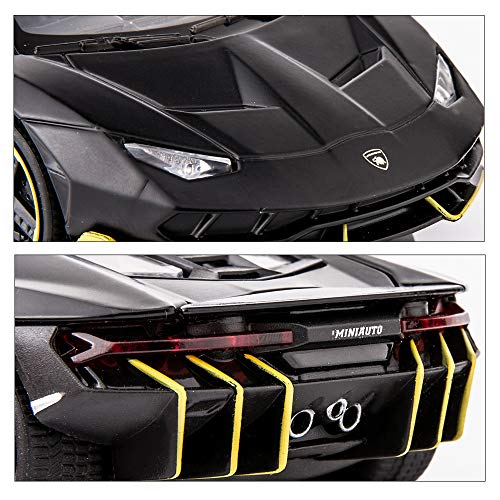 BDTCTK Compatible for 1:32 Lamborghini LP770 Car Model Toy Child Sound and Light Pull Back Car Zinc Alloy Toys for Kids Boy Girl Gift (Black)