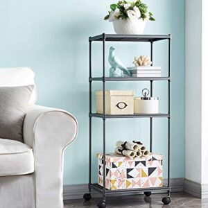 OVICAR 4-Tier Wire Storage Shelves, Adjustable Shelving Units with Wheels, Steel Metal Storage Rack for Kitchen Pantry Closet Laundry, Durable Organizer Garage Tool Storage Shelf (Grey, 4 Tiers)