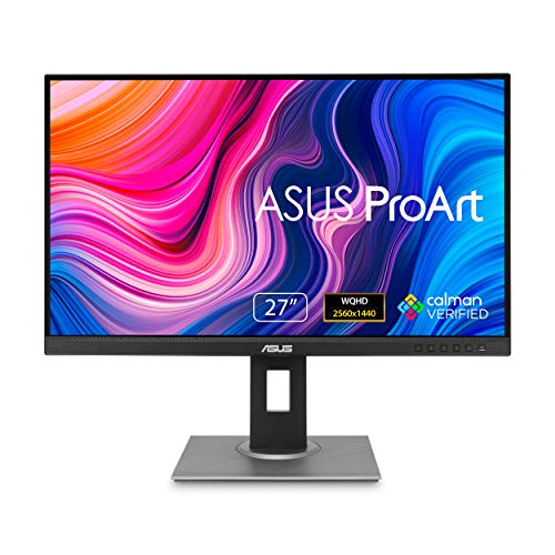 ASUS ProArt Display PA278QV 27” WQHD (2560 x 1440) Monitor, 100% sRGB/Rec. 709 ΔE < 2, IPS, DisplayPort HDMI DVI-D Mini DP, Calman Verified, Anti-glare, Tilt Pivot Swivel Height Adjustable, Black