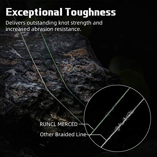 RUNCL Braided Fishing Line Merced, 8 Strands Braided Line - Proprietary Weaving Tech, Thin-Coating Tech, Stronger, Smoother - Fishing Line fr Freshwater Saltwater (Moss Green, 200LB(90.7kgs), 1000yds)