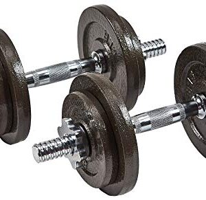 Signature Fitness Contoured Handle Cast Iron Adjustable Dumbbell Weight Set,Gray