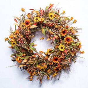 jinghong fall wreaths for front door 24 inch artificial fall wreath large autumn wreath for outside harvest thanksgiving decor