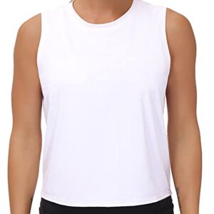 Ice Silk Workout Tops for Women Quick Dry Muscle Gym Running Shirts Sleeveless Flowy Yoga Tank Tops (White, Small)