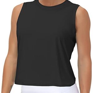 Ice Silk Workout Tops for Women Quick Dry Muscle Gym Running Shirts Sleeveless Flowy Yoga Tank Tops (Black, Small)