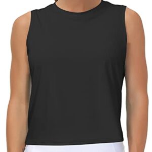 Ice Silk Workout Tops for Women Quick Dry Muscle Gym Running Shirts Sleeveless Flowy Yoga Tank Tops (Black, Small)