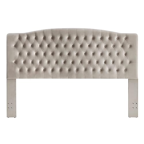 24KF Velvet Upholstered Tufted Button King Headboard and Comfortable Fashional Padded King/California King Size headboard-Taupe