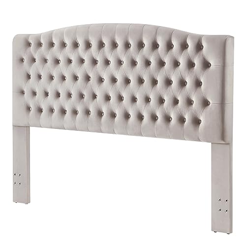 24KF Velvet Upholstered Tufted Button King Headboard and Comfortable Fashional Padded King/California King Size headboard-Taupe