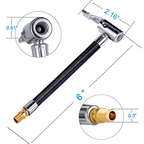 LUMITECO Tire Inflator Hose Adapter for Twist On Convert to Lock On Connection, with All Metal Lock On Air Chuck and Air Hose and Tire Schrader Valve Fine Thread