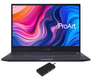 asus proart studiobook 17 h700gv workstation laptop (intel i7-9750h 6-core, 64gb ram, 2tb m.2 sata ssd, 17.0" 1920x1200, rtx 2060, fingerprint, wifi, bluetooth, webcam, win 10 pro) with usb hub