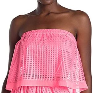 Rachel Roy Womens Blouse Hot Barbie Grid Print Cropped Top Pink XS