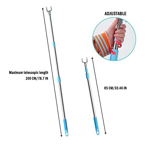 Support Bar with Closet Hook Pole,wardrobe Retractable Clothes Hanger Pole Hook,suitable for Wardrobe,hanger(maximum Length Can Only 78.7 Inches,don't Use to Outdoor Clothesline Pole,clothesline)