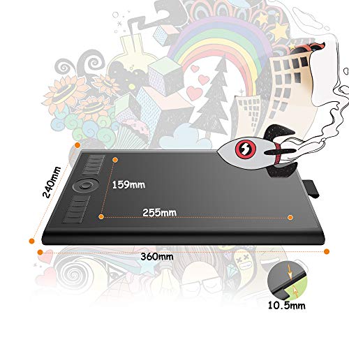 GAOMON M10K PRO 10 x 6.25 Inches Art Digital Graphic Tablet for Drawing Supports Tilt & Radial Function with 10 Shortcut Keys Work on Android OS & PC