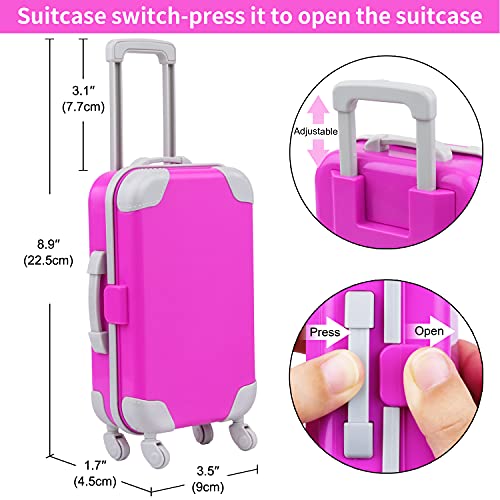 ZITA ELEMENT 24 Pcs 18 Inch Girl Doll Accessories Suitcase Luggage Travel Set Including 18 Inch Doll Clothes Luggage Pillow Blindfold Sunglasses Camera Computer Cell Phone Ipad and Other Stuff