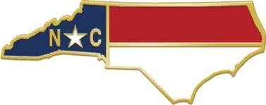 Crown Awards North Carolina State Flag Pins - Shape of North Carolina Lapel Pins, 30 Pack