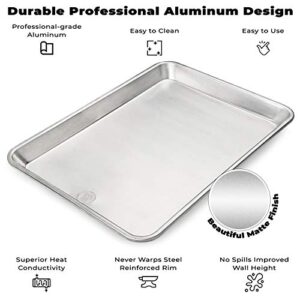 Oven-Safe Baking Pan with Cooling Rack Set - Quarter Sheet Pan Size - Includes Premium Aluminum Baking Sheet and 100% Stainless Steel Baking Rack for Oven - Durable, Easy Clean, Commercial Quality