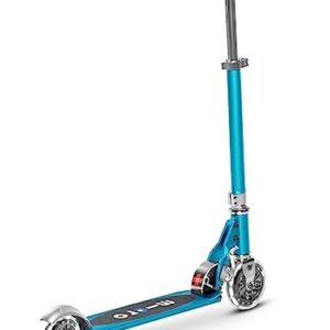 Micro Kickboard - Sprite LED, 2 Wheeled, Fold-to-Carry, Lightweight Swiss-Designed Micro Scooter with Light-Up Wheels for Children and Teens, Ages 6+, Ocean Blue