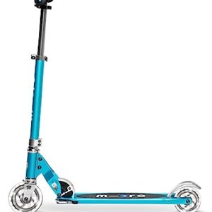 Micro Kickboard - Sprite LED, 2 Wheeled, Fold-to-Carry, Lightweight Swiss-Designed Micro Scooter with Light-Up Wheels for Children and Teens, Ages 6+, Ocean Blue