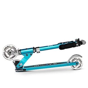 Micro Kickboard - Sprite LED, 2 Wheeled, Fold-to-Carry, Lightweight Swiss-Designed Micro Scooter with Light-Up Wheels for Children and Teens, Ages 6+, Ocean Blue