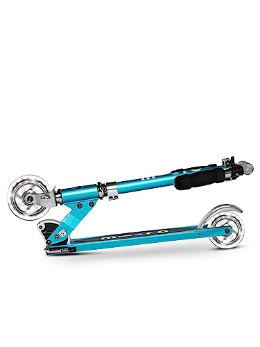 Micro Kickboard - Sprite LED, 2 Wheeled, Fold-to-Carry, Lightweight Swiss-Designed Micro Scooter with Light-Up Wheels for Children and Teens, Ages 6+, Ocean Blue