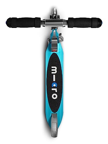 Micro Kickboard - Sprite LED, 2 Wheeled, Fold-to-Carry, Lightweight Swiss-Designed Micro Scooter with Light-Up Wheels for Children and Teens, Ages 6+, Ocean Blue