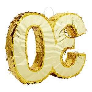 Gold Foil Number 30 Pinata for 30th Birthday Party Decorations, Anniversary Celebrations (Small, 16.5 x 13 x 3 In)