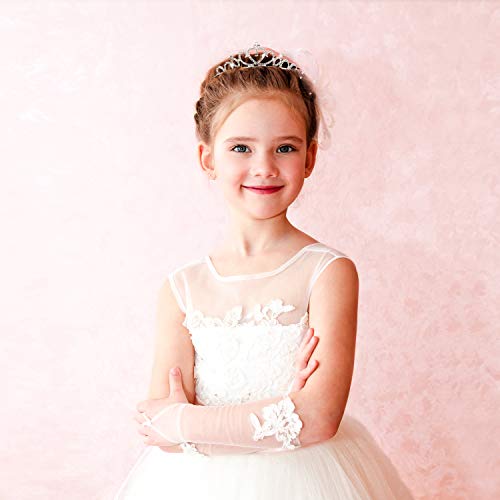 WILLBOND 3 Pieces Girls Crystal Tiara Heart Rhinestone Tiara Crown Princess Crystal Headband for Wedding Prom Birthday Party