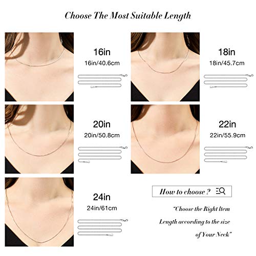 CIELTEAR 925 Sterling Silver Chain Necklace for Women 0.8mm Box Chain, Italian Necklace Chain, Super Strong & Thin & Long16/18/20/22/24 Inches