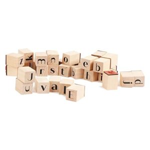 Wood Rubber Stamps, Alphabet Stamp Set (0.6 x 0.6 x 0.9 Inches, 60 Pieces)