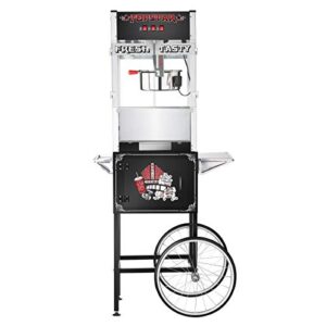 Commercial Popcorn Machine W/Cart 12oz - 12 Oz Black Glass Stainless Steel