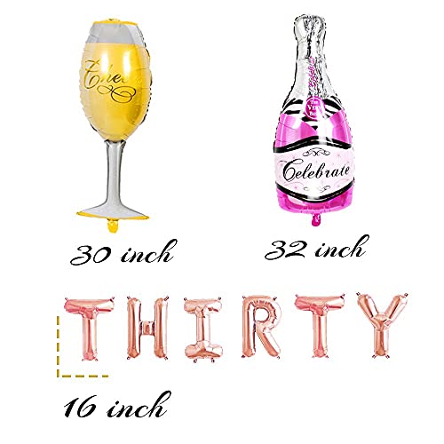 JeVenis Thirty and Thirsty Balloons Dirty 30 Balloon Thirty Birthday Decor 30th Party Supply Champagne Glass Balloon