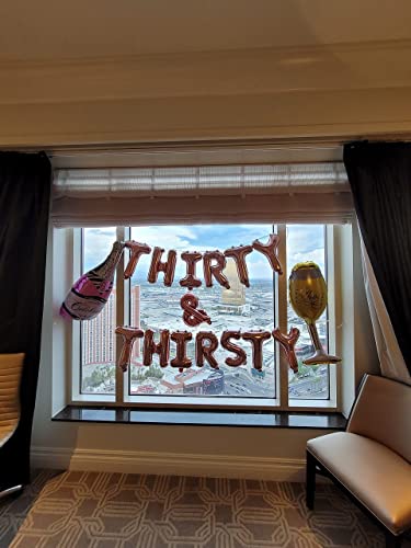 JeVenis Thirty and Thirsty Balloons Dirty 30 Balloon Thirty Birthday Decor 30th Party Supply Champagne Glass Balloon