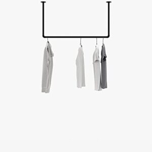 pamo clothes rail industrial loft design - HANG LOW - clothing rack for walk-in wardrobe I bedroom or bath - clothes rack made of black sturdy water pipes/ tubes with wall mounting