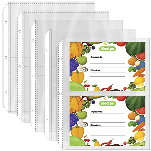 MaxGear Recipe Card Protectors (60 Pack, 4x6 inch Pockets) Recipe Card Holder for 8.5 x 9.5 3 Ring Binder, 2 Pockets Per Page, Recipe Binder Photo Refill Pages, Perfect for Recipe and Photo Sleeves