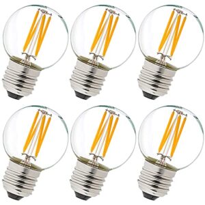 litehistory dimmable wall sconces edison bulb g16.5 6w equal 60 watt ac120v warm 2700k e26 light bulb for pendant,chandeliers,vanity, 600lm 6pack