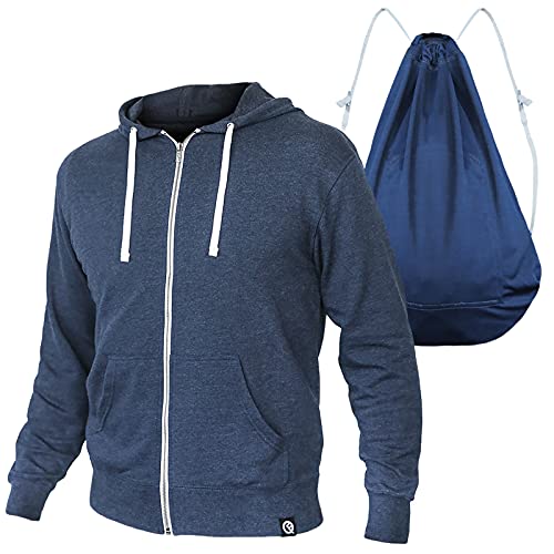 Quikflip 2-in-1 Reversible Backpack Hoodie (As Seen on SHARK TANK) Unisex Full-Zip Hero Hoodie Classic - Pacific Navy