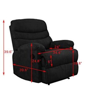 Kingway SF-1701 Recliner Sofa Chair, 35" L x 40" D x 40" H, Fabric, Black