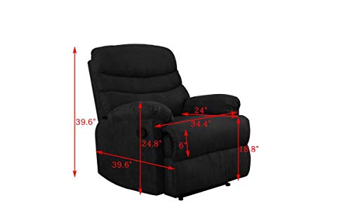 Kingway SF-1701 Recliner Sofa Chair, 35" L x 40" D x 40" H, Fabric, Black