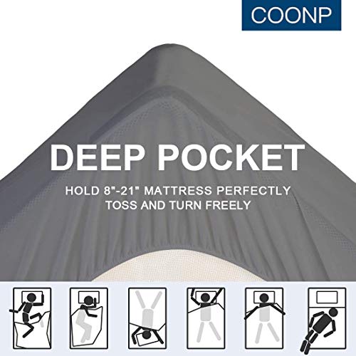 COONP California King Mattress Topper, Extra Thick Mattress Pad Cover, Cooling Pillowtop with 8-21 Inch Deep Pocket 3D Snow Down Alternative Fill (California King, Grey)