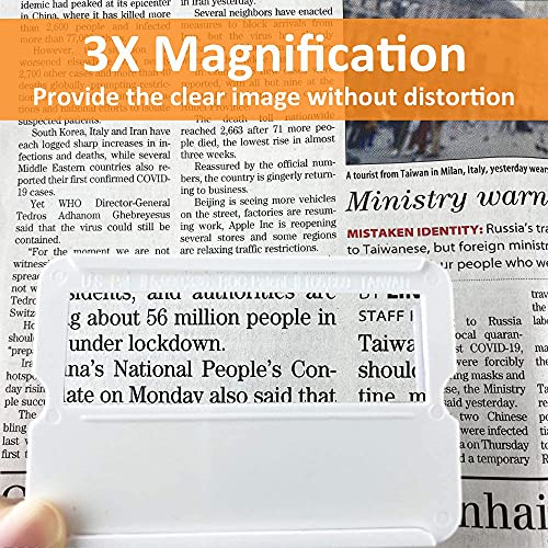 MAGDEPO 3X Magnifier Bookmark Ruler for Reading, Credit Card Size Magnifier, Credit Card Holder Card Protector with Magnifying Fresnel Lens