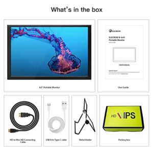 ELECROW Mini Monitor 8 Inch Portable Monitor Small LCD Display 1280x800 USB Powered Screen Compatible with Raspberry Pi Laptop PC Jetson Nano Game Consoles (Not-Touchscreen)