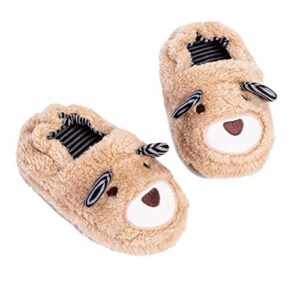 ayfun toddler boy's cartoon bear slipper beige us 11-12