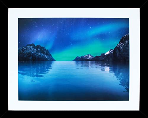 Black 22x28 Gallery Poster Frame with 18x24 Mat - Wide Molding - Includes Attached Vertical and Horizontal Hanging Hardware - Crystal Clear Plexiglass Front - Display 22 x 28 Inch Picture or Art