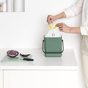 Brabantia Sort & Go Food Trash Can (0.8 Gal/Fir Green) Small Countertop Kitchen Compost Caddy with Handle & Removable Lid, Easy Clean