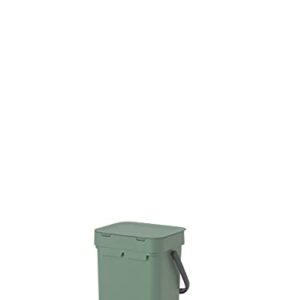 Brabantia Sort & Go Food Trash Can (0.8 Gal/Fir Green) Small Countertop Kitchen Compost Caddy with Handle & Removable Lid, Easy Clean