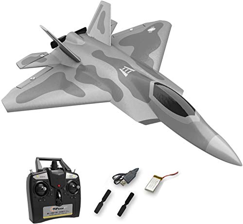 Top Race Remote Control Jet – Advanced F-22 Raptor Model RC Fighter Jet with Range Over 300 ft. – Battery Powered 4 Channel RC Plane with 6 Axis Gyro for Acrobatics